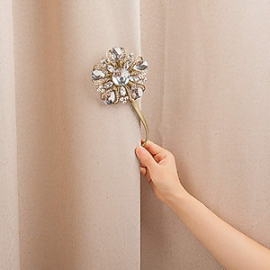 SUQ I OME Luxury Big Crystal Magnetic Curtain Tieback and Holdback Flower Curtain Clips Buckle Curtain Holder for Home Office Decoration (Bronze A,2PCS)