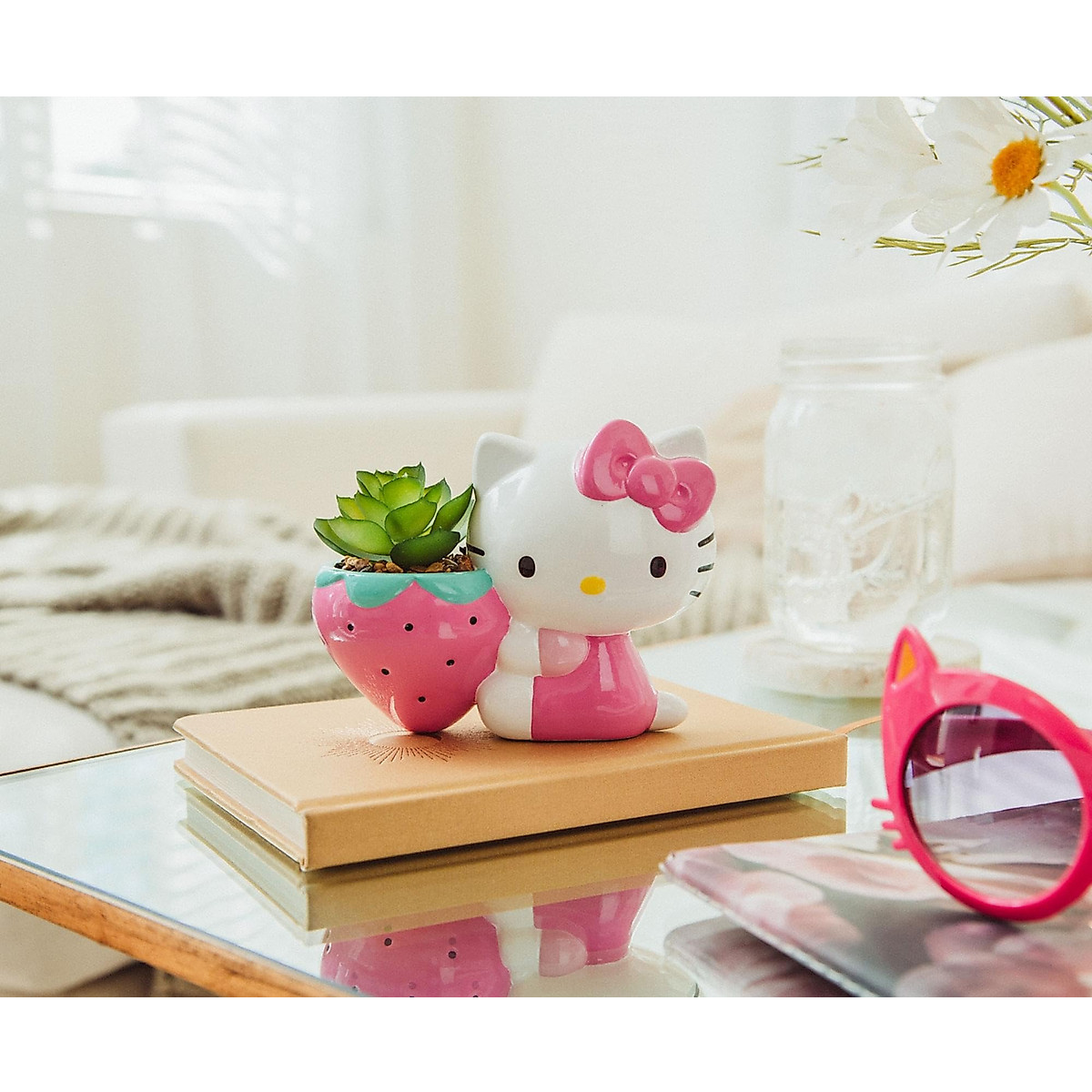 Toynk Sanrio Hello Kitty Strawberry 5-Inch Planter with Artificial Succulent