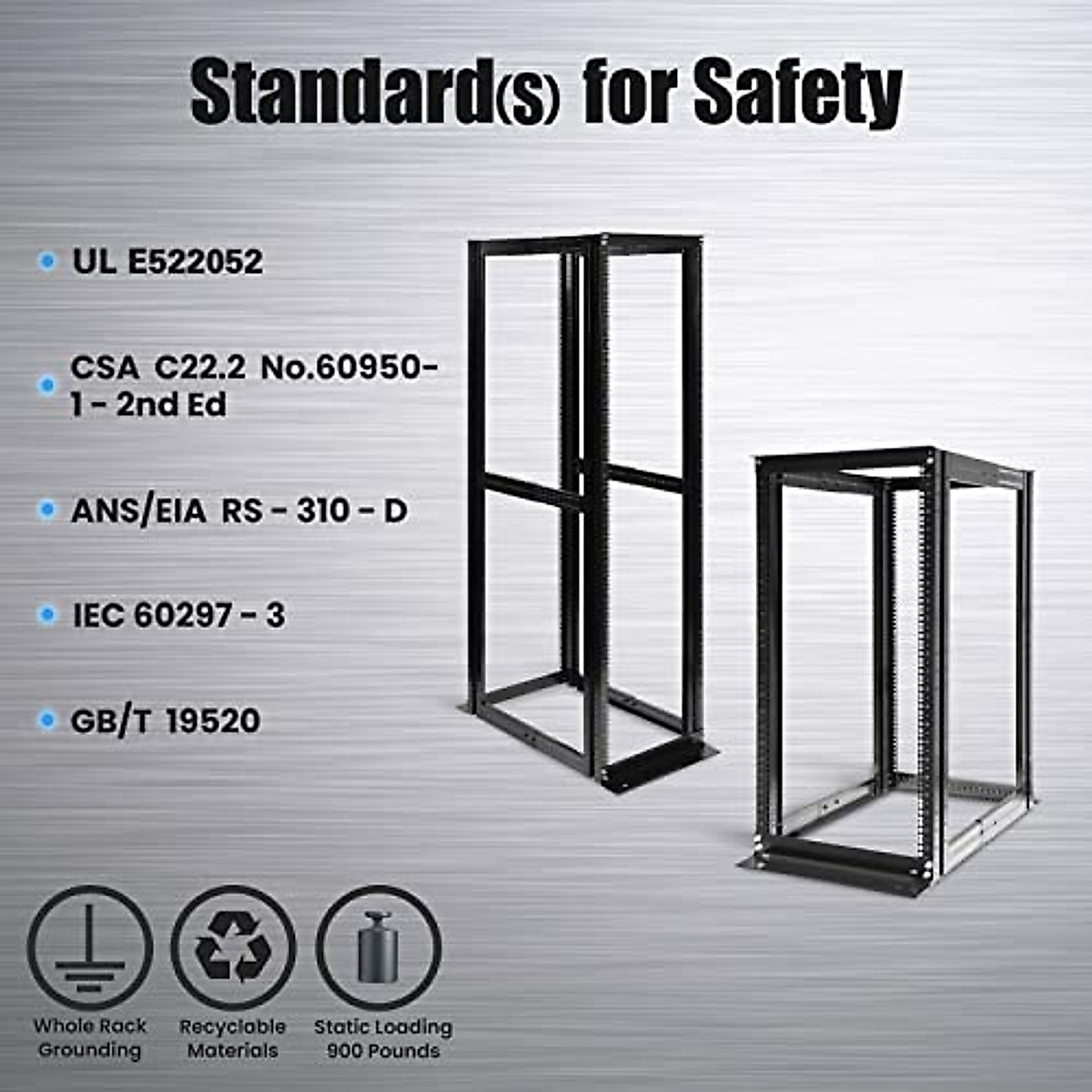 Raising Electronics Server Rack 4 Post Open Rack Frame Rack Enclosure 19 Inch Adjustable Depth Aluminum (27U,56Inch Height)