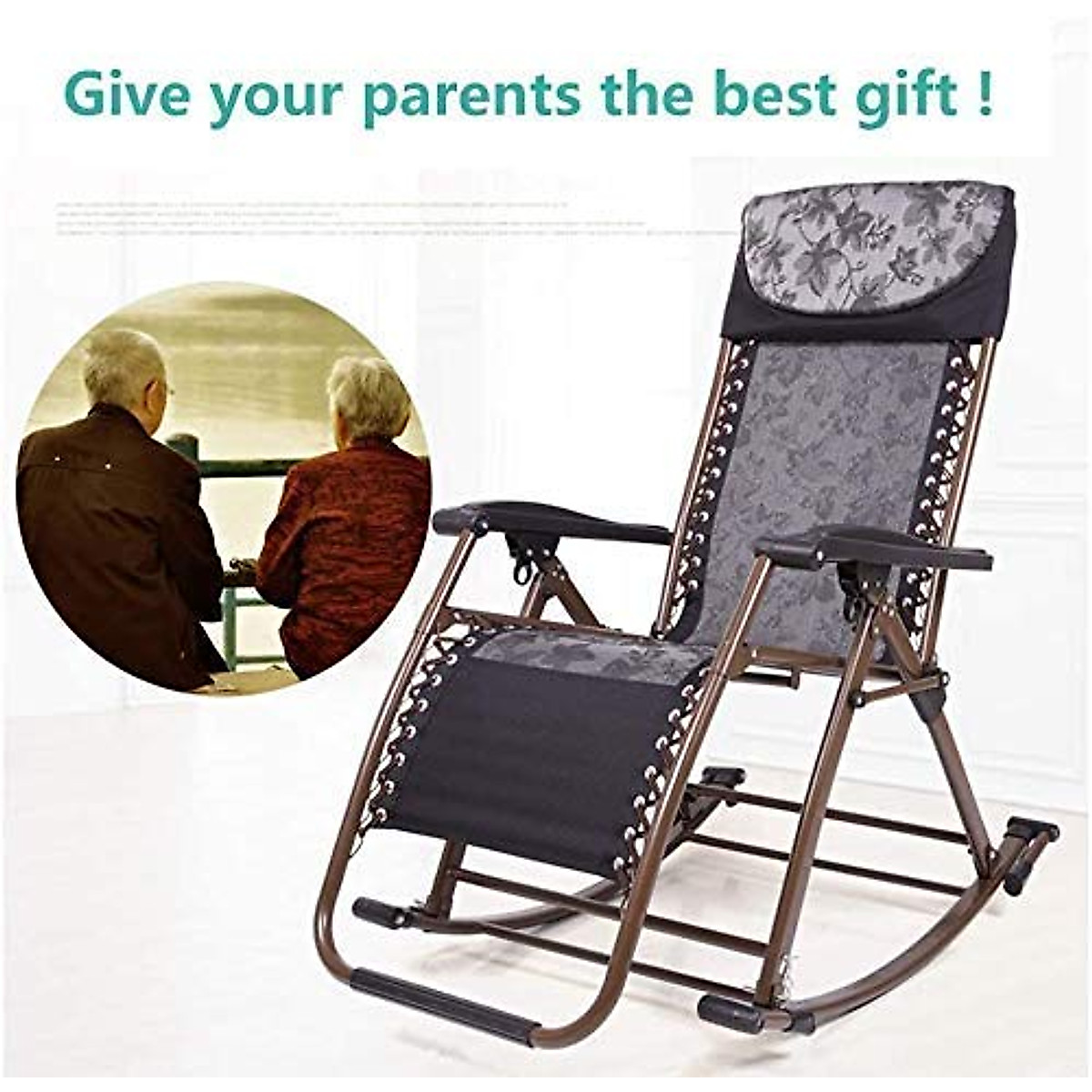 Lounge Chair, Sun Lounger Garden Chairs Zero Patio Chairs Reclining for Heavy People Folding Sun Lounger Outdoor Beach Camping Portable Chair Home Lounge Chair with Bamboo Pad (Color, Black),Brow (Si