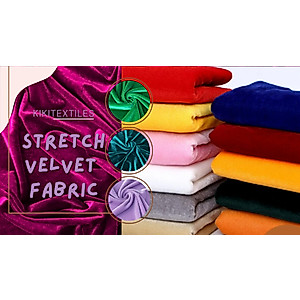 Premium Stretch Velvet Fabric by The Yard - Wrinkle-Resistant - Soft - Upholstery Fabric - Polyester Spandex Blend - for Clothing and Crafts - Durable - Resistant – 58-60 Inches Wide (Olive, 1 Yard)