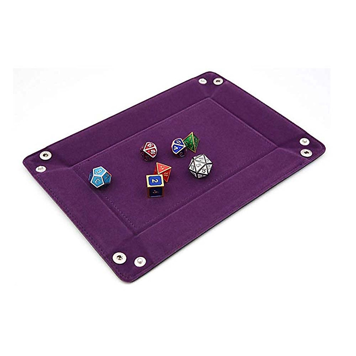 1 Piece Dice Holder Dice Pad Dice Rolling Tray PU Leather Dice Tray Rectangle Folding Dice Tray for Dice Gaming and Other Table Games, Purple
