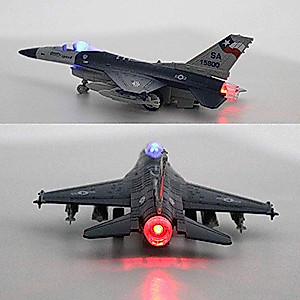 YEIBOBO ! F-16 Fighting Falcon - 1/100 Diecast Airplane Model Pull Back Fighter Toy (Gray)