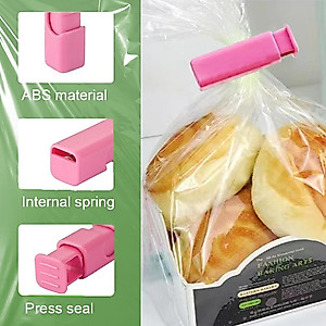 wanh Bread Bag Clips Reusable,Snack Bread Wrapper Sealing Clip to Keep Bread Fresh, Bread Ties Bag Closures Closer Cinchers,Squeeze and Lock Bread Clips for Food Storage (8Pcs Pink)