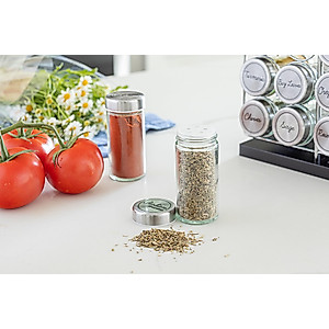 orii 20 Jar Spice Rack Stainless Steel Filled with Spices - Standing Rack Shelf Holder & Countertop Spice Rack Tower Organizer for Kitchen Spices with Free Spice Refills for 5 Years