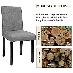 Furmax Dining Chairs Urban Style Fabric Parson Chairs Kitchen Living Room Armless Side Chair with Solid Wood Legs Set of 4 (Gray)