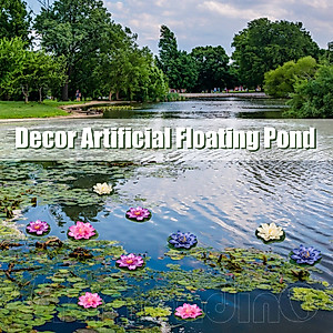 Framendino, 7 Pack Artificial Floating Foam Lotus Flower Water Lily Pads for Home Garden Pond Decoration