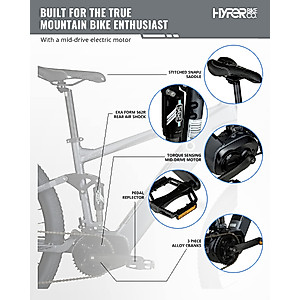 Hyper E-Ride Electric Mountain Bike for Adults 29 Inch. 250w, 36v Battery, Mountain Ebike with Shimano 7-Speed Grip Shifter. Dual Suspension. Rear Air Shock Electric Bicycle for Adults. Matte Grey