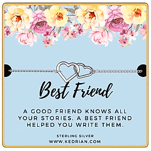 KEDRIAN Best Friend Bracelet, 925 Sterling Silver, Friendship Bracelet, Best Friends Bracelets, Friend Gifts For Adult Women, Friendship Gifts For Women, To My Best Friend Bracelet, Birthday, Christmas