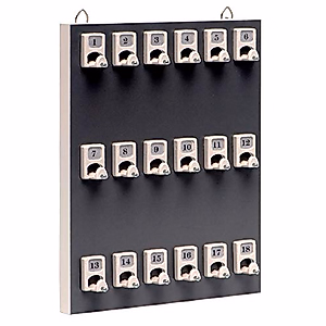 International Stand Company Key Rack, 18PGS with 18 Numbered Hooks for Small Businesses or Residential (21 Sets of Tag & Ring Included) - Made in USA