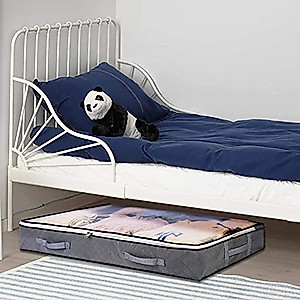 Vieshful 5 Pack 75L Grey Underbed Storage Bags and 3 Pack 75L Clear Underbed Containers，Large Capacity Clothing Organizers for Bedding Blanket Comforter Quilt