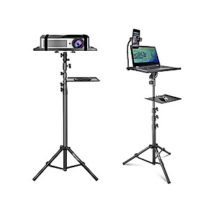Mercase Projector Tripod Stand with 2 Shelves Adjustable Height 31 to 57 Inch,Foldable Laptop Tripod Stand,Portable Projector Stand for Laptop, Projector