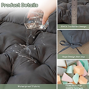 HIGOGOGO Outdoor Cushions for Patio Furniture, Porch Swing Cushions 2-3 Seater, 5" Thicken Outdoor Bench Cushion with Backrest and Ties, Swing Cushions Replacement for Patio,Backyard and Garden