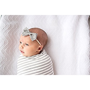 Large Premium Knit Baby Swaddle Receiving Blanket Grey and White "Everest" by Copper Pearl
