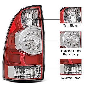 ALZIRIA LED Tail Light Rear Brake Lamp Compatible With 05-15 Tacoma 2005 2006 2007 2008 2009 2010 2011 2012 2023 2014 2015 Toyota Tacoma Driver And Passenger Side