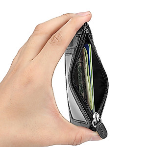 Badge Holder with Zipper, Wisdompro School Supply 2-Sided PU Leather College ID Badge Holder with 1 ID Window, 4 Card Holder Slots, 1 Side Pocket and 20 Inch Leather Neck Strap Lanyard -Vertical Black