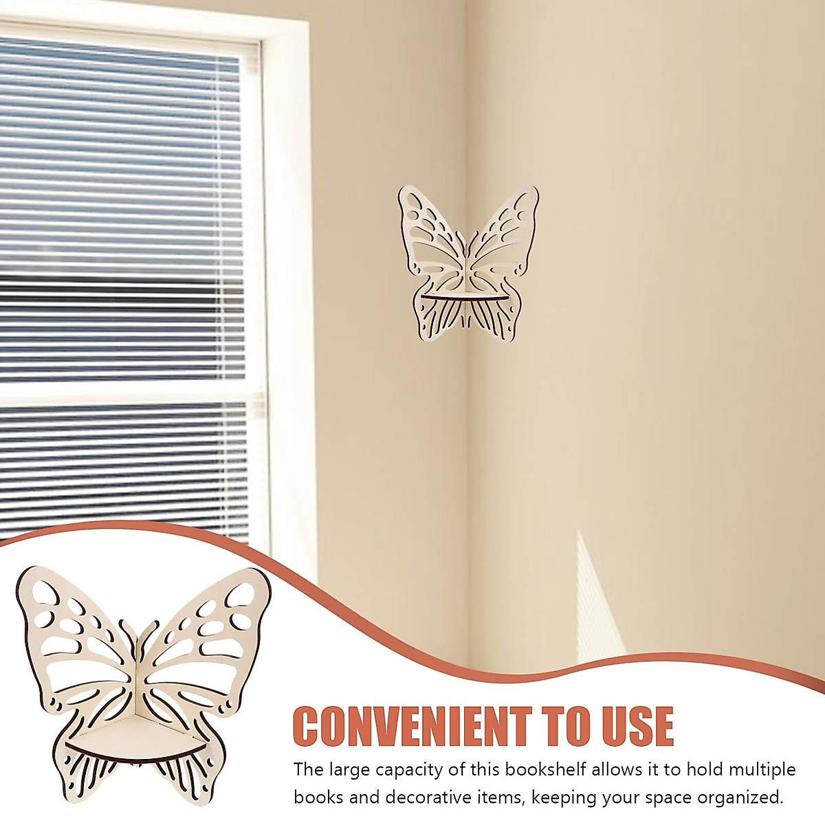 DEARMAMY Butterfly Corner Shelf Floating Shelf Display Shelf for Bedrooms Boho Cute Bathroom Kitchen Office Living Room Decor