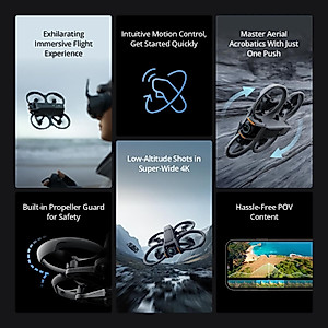 DJI Avata 2 Fly More Combo (3 Batteries), FPV Drone with Camera 4K, Immersive Experience, One-Push Acrobatics, Built-in Propeller Guard, 155° FOV, Camera Drone Compliant with FAA Remote ID With 128gb Micro SD, Backpack, Landing Pad and More Bundle