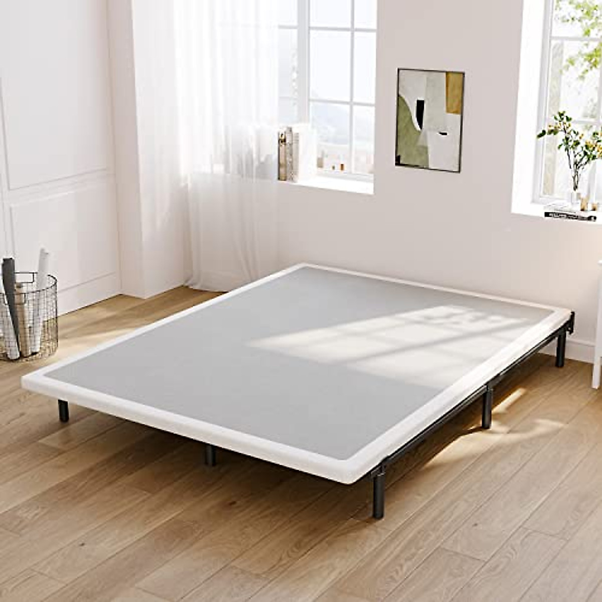 ZIYOO California King Box Spring / 2 Inch Low Profile Bunkie Board Bed Slat Replacement Metal Structure/Low Mattress Foundation,Noise Free, Easy Assembly-Black (Not Included Cover Set)