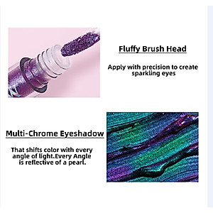 HOSAILY Chameleon Eyeshadow Liquid Glitter Eyeshadow, 5 Colors Shimmer Metallic Intense Color Shifting Multi-chrome Liquid Eyeshadow Long Lasting Quick Dry High Pigmented Holographic Shiny Eye Makeup Set