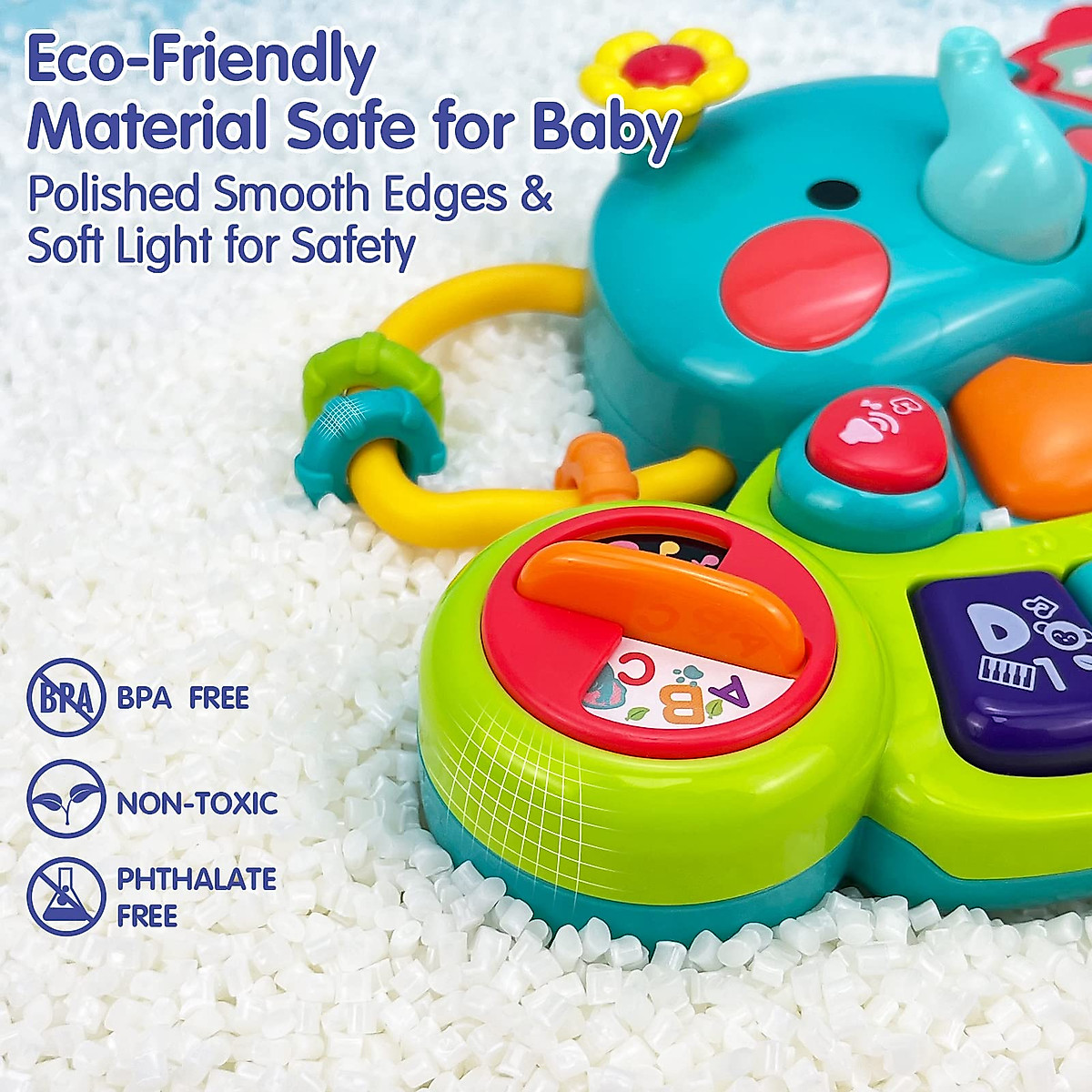 HOLA Baby Toys 6 to 12 Months Old Baby Piano Toys Infant Toys Elephant Light Up Music 9 Month Old Baby Toys 12-18 Months, Learning Birthday Gifts Toys for 1 Year Old Girl Boy