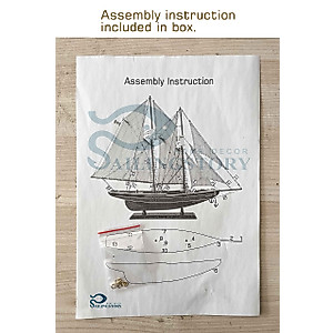 SAILINGSTORY Wooden Sailboat Model Ship Bluenose 1/60 Scale Replica Schooner Sailboat Decor Large