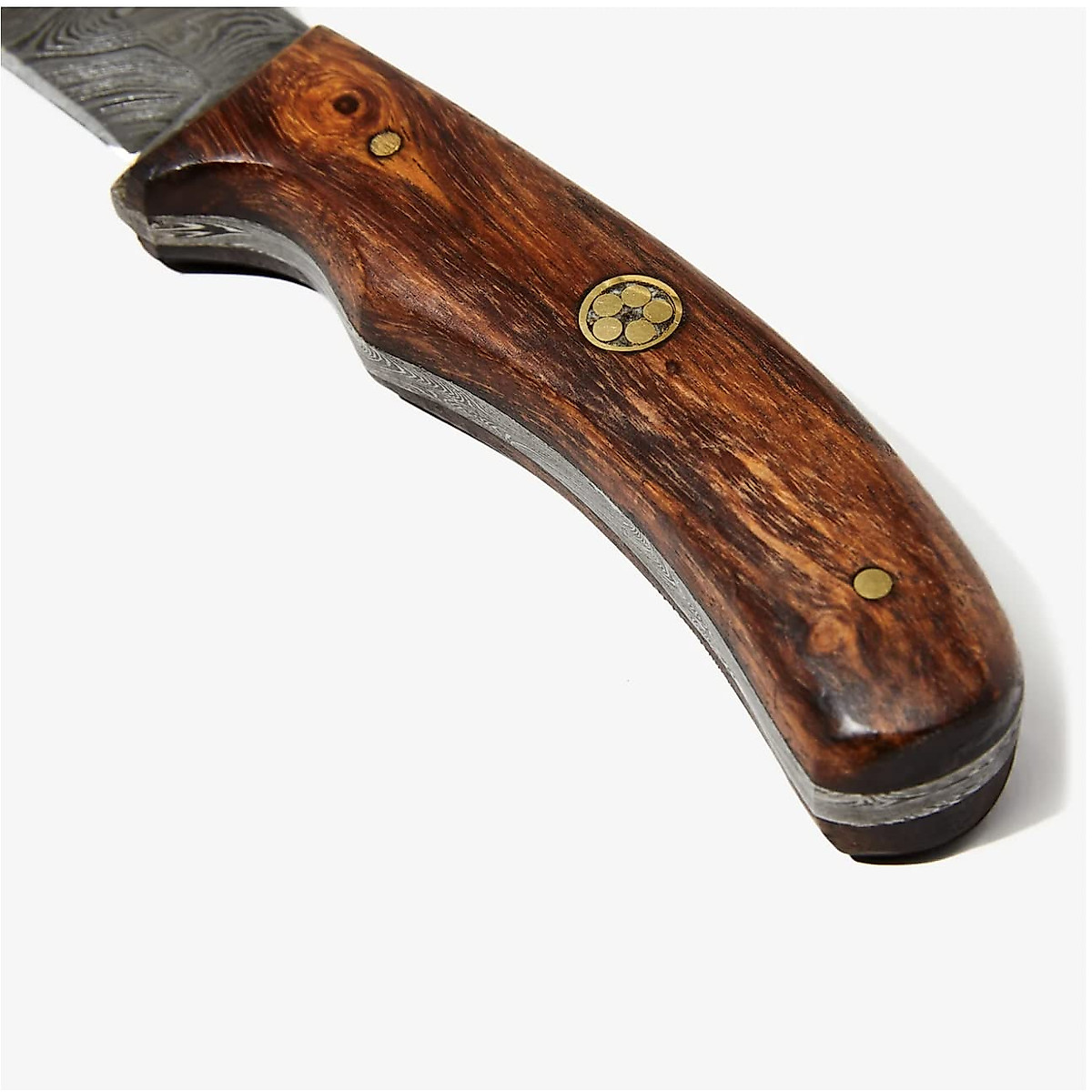 Titan International Knives Damascus Hunting and Skinner Knife | Handmade 1095 4340 Carbon Mix Hand Pounded | Rosewood Handle Fixed Blade Perfect for Hunting and Outdoor Camping with Leather Sheath
