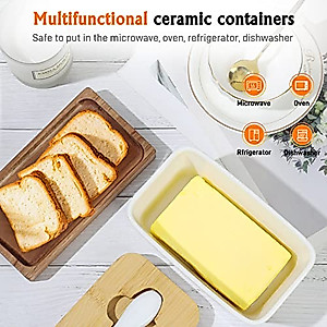 Rdipsie Large Butter Dish,Ceramic Butter Dish with lid and knife,quality Silicone Sealing Butter Dishes is Good for Kitchen Baking and Gift,White…