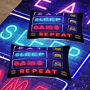 NINENINE Gaming Comforter Sets for Boys Full Size Bedding Sets for Boys Gamer Comforter Set Purple Blue Bed Set with 1 Comforter 2Pillowcases