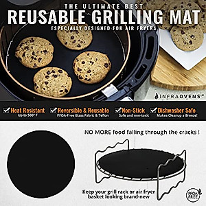 Air Fryer Accessories 8.2 inch Rack with Skewers for Double Layer Compatible with Instant Pot, Ninja Foodi 5qt, 6.5qt and 8qt, Ultrean + More, with Reusable Air Fryer Mats and Cleaning Brush