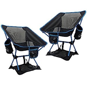 ER EZ - Ultralight Folding Camping Chair, Heavy Duty Portable Compact for Outdoor Camp, Travel, Beach, Picnic, Festival, Hiking, Lightweight Backpacking - Includes Free Sand Net! (Blue)