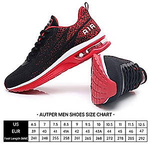 Autper Mens Air Athletic Running Tennis Shoes Lightweight Sport Gym Jogging Walking Sneakers(BlackRed Size US 11