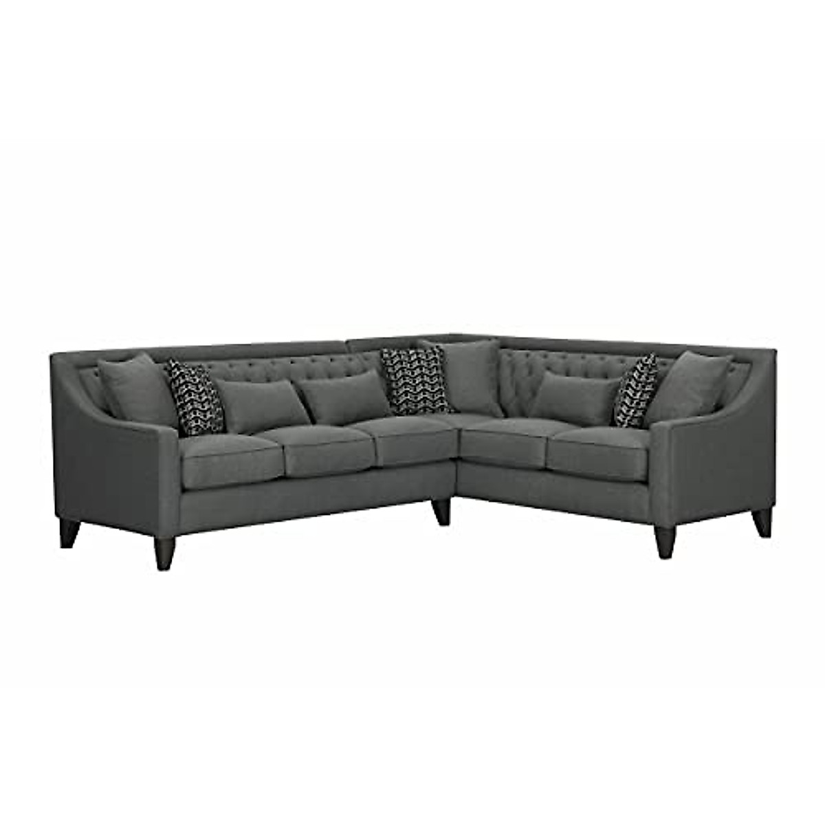 Iconic Home Chic Home Aberdeen Linen Tufted Down Mix Modern Contemporary Right Facing Sectional Sofa, Grey,
