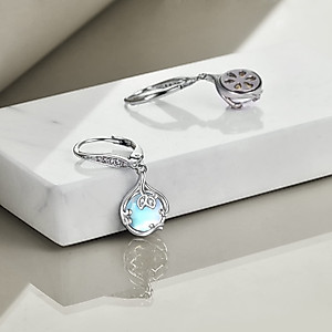 URONE Moonstone Earrings 925 Sterling Silver Filigree Moonstone Dangle Drop Earrings Leverback Earrings Moonstone Jewelry Gifts for Women