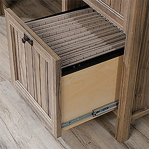 Sauder Costa Washed Walnut Office Desk with Drawers, Washed Walnut Finish