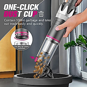 BSRCO Handheld Vacuum Cordless, 8K Pa Powerful Portable Vacuum for Car, Rechargeable 3-in-1 Mini Cleaner with 2-Speed for Home, Office and Pet Hair, Purple