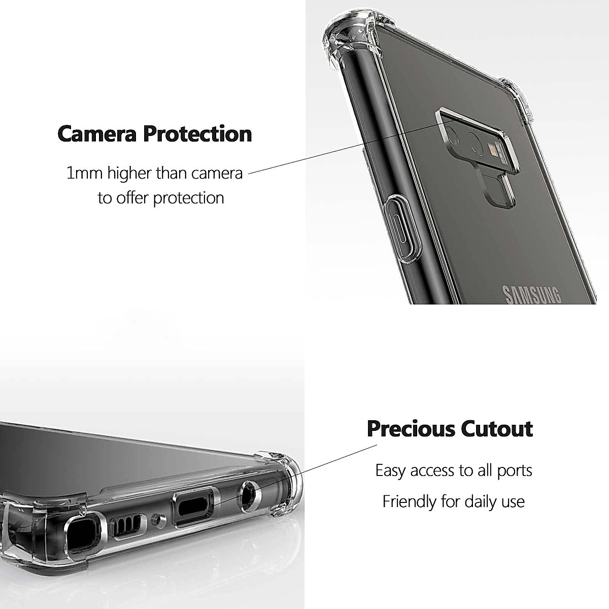 KIOMY Clear Case for Samsung Galaxy Note 9 5G Airbag Corners Shockproof Bumper Protective Phone Cover, Hybrid Design Hard PC Back with Flexible TPU Frame