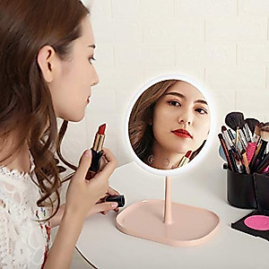 KXA Foldable Makeup Mirror, Vanity Mirror Dimmable LED Lights with Wide-Angle Touch Screen and Countertop Adjustable 90-170 Degree Bracket