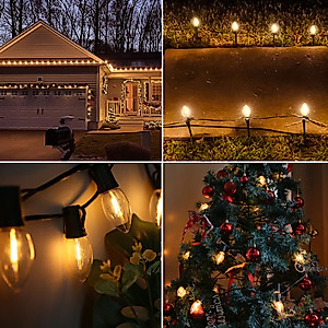 25 PACK C9 LED Christmas Light Bulb, C9 LED Replacement Bulb for Christmas String Lights, E17 Intermediate Base, 2200K Warm White, Commercial Grade Holiday Clear ‎Plastic Bulbs Dimmable Shatterproof