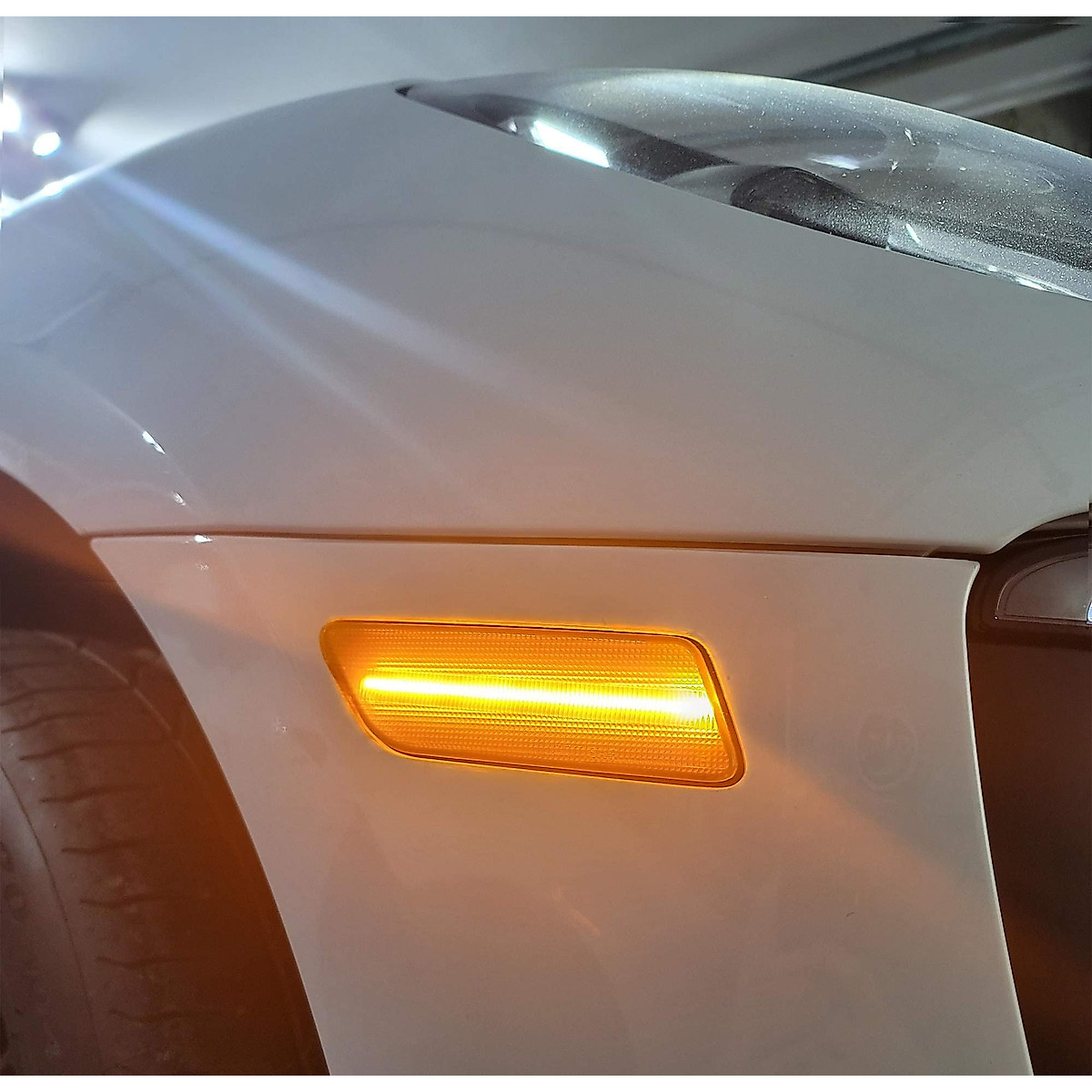 iJDMTOY Clear Lens Amber Full LED Bumper Side Marker Light Kit Compatible With 2014-up Porsche Macan, Powered by 40-SMD LED, Replace OEM Front Sidemarker Lamps