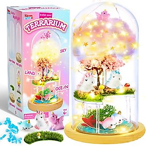 Make Your Own Unicorn Night Light - Birthday Crafts Gifts for Girls Kids, Unicorns Terrarium Kit for Kids, 3-in-1 Unicorn Toys Presents, Kawaii Arts and Crafts for Kids Age 6 7 8-12 Year Old Girl