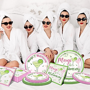 Margs and Matrimony Bachelorette Tableware, 60Pcs Margs and Matrimony Decor includes Margarita Plates and Margaritas And Matrimony Bachelorette Napkins, Mexican Fiesta Wedding Bridal Shower