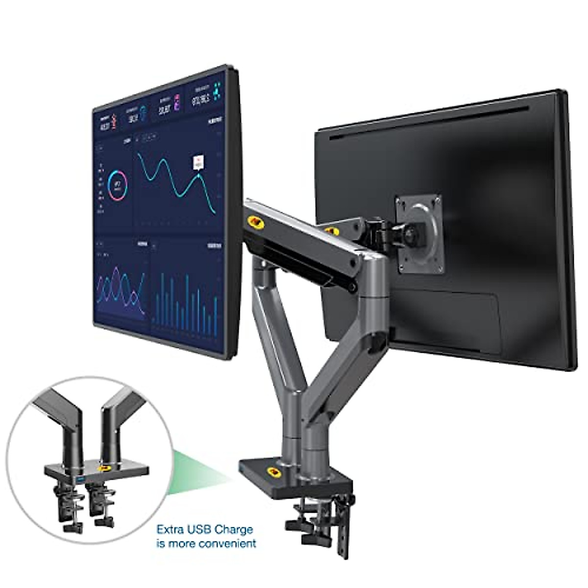 NB North Bayou Dual Monitor, 22''-32'', Arm Ultra Wide Full Motion Swivel Mount with Gas Spring, Load Capacity from 4.4 to 33lbs Each Height Adjustable Stand G35