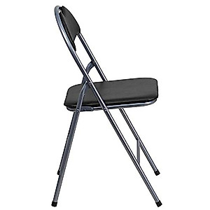 Flash Furniture 4 Pack HERCULES Series Black Vinyl Metal Folding Chair with Carrying Handle