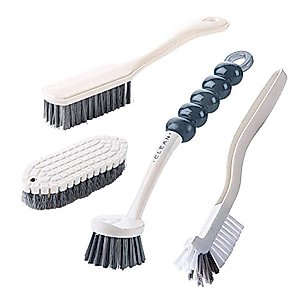 4 Pack Deep Cleaning Brush Set-Kitchen Cleaning Brushes, Includes Grips Dish Brush, Bottle Brush, Scrub Brush Bathroom Brush, Shoe Brush for Bathroom, Floor, Tub, Shower, Tile, Bathroom, and Kitchen
