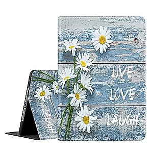 Case for Samsung Galaxy Tab A8 10.5 Inch 2022 Model (SM-X200/X205/X207), Galaxy Tab A8 10.5 Tablet Cover, Slim Folding Stand Cover with Auto Wake/Sleep, White Daisy Live Love Laugh Wooden Board