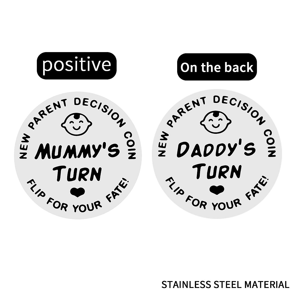 Yudasheng New Mom Gifts for Women Decision Coin New Dad Gift for Expecting to Be First Time Moms Daddy Pregnancy Mothers Wife Birthday Baby Parent Funny Present Set Double-Sided Silver