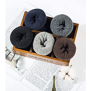 ADFOLF Mens Warm Wool Socks Thick Winter Thermal Stripe Wool Crew Socks (Mix_2,stripeB)