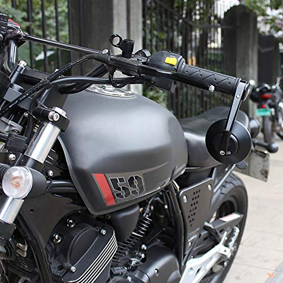 FENRIR CNC Aluminum Alloy Round Cafe Racer Retro Black Motorcycle Bar End Mirrors Side 22MM 7/8" Inch Handlebar Mirror Universal Rear View For M8/M6 Sport Naked Street Bike Cruiser Minimoto Scooter