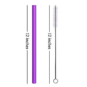 ALINK Reusable Silicone Smoothie Straws, 12” Extra Long Flexible Half Gallon Replacement Straws for Tall Travel Mug, 32 oz 40 oz YETI/RTIC Tumbler, Set of 6 with Brush